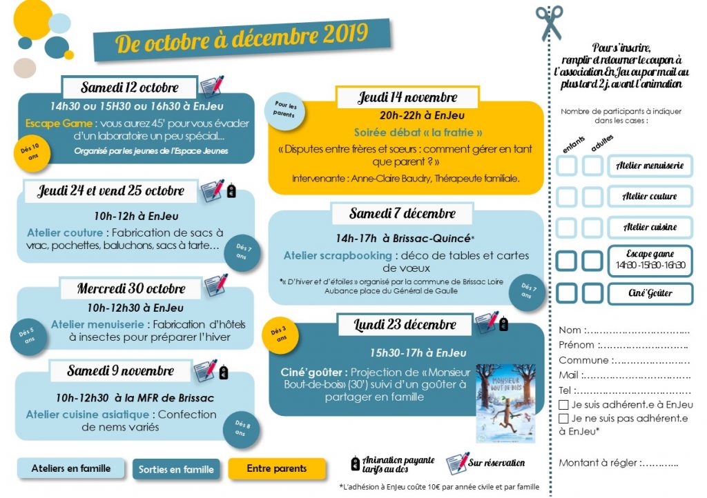 Programme animations Familles oct-déc 2019 — Association Enjeu